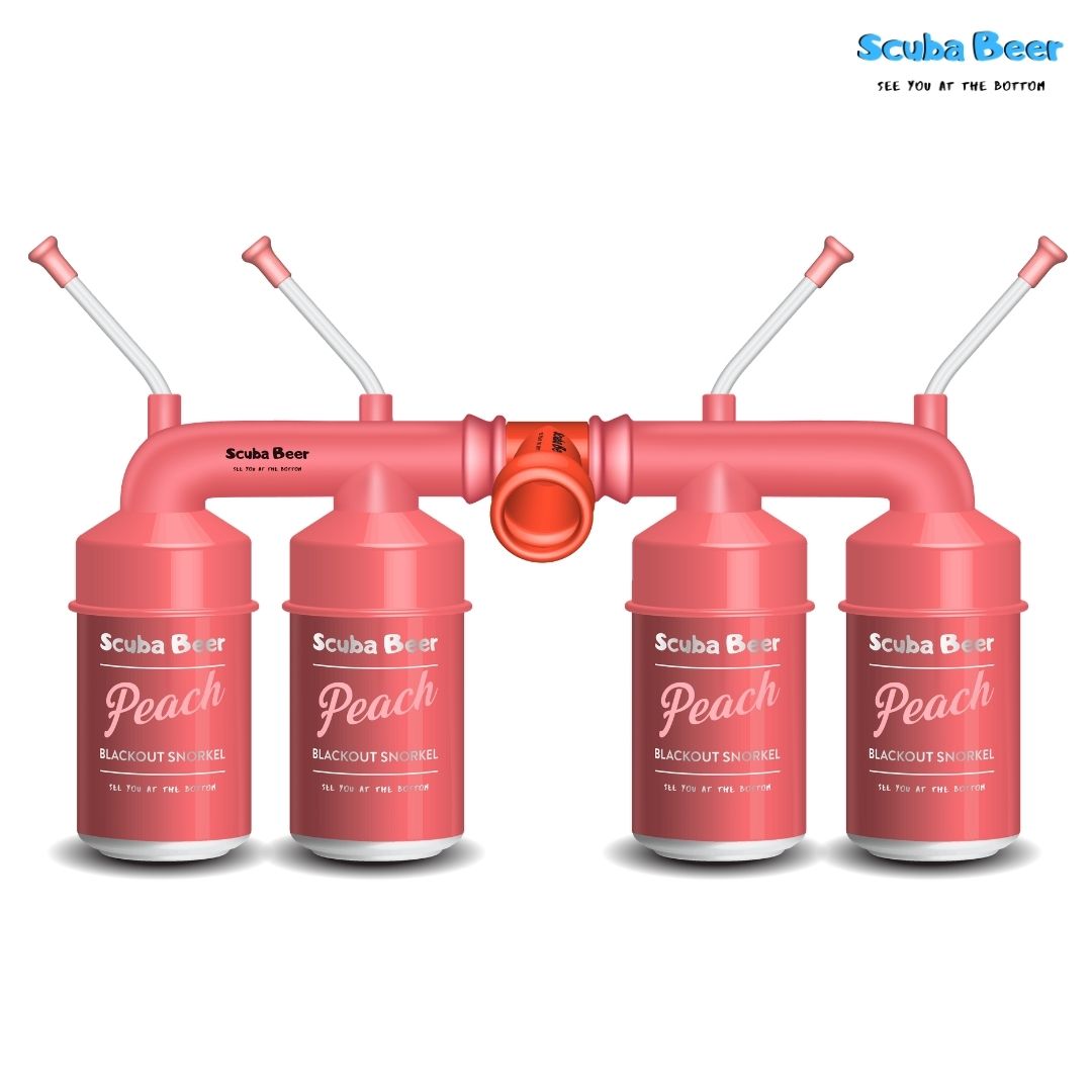 Four Can Snorkel | Quad Can Beer Snorkel | ScubaBeer.com – Scuba Beer